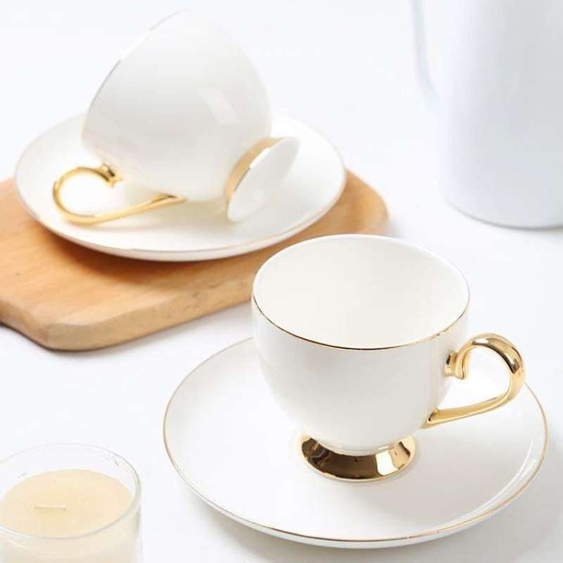 Jual Cangkir Kopi Keramik Putih Elegant Coffee Tea Cup Ceramic With ...