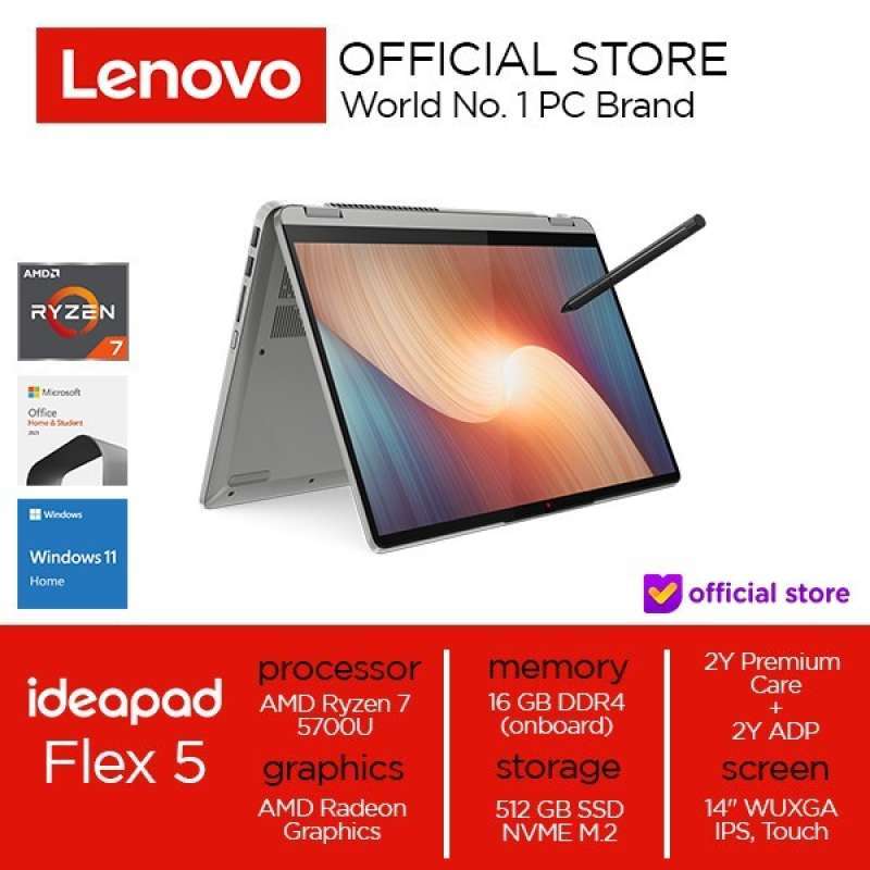 Promo LENOVO IDEAPAD FLEX 5 R7 5700U 16GB 512GB INTEGRATED WUXGA TOUCH ...