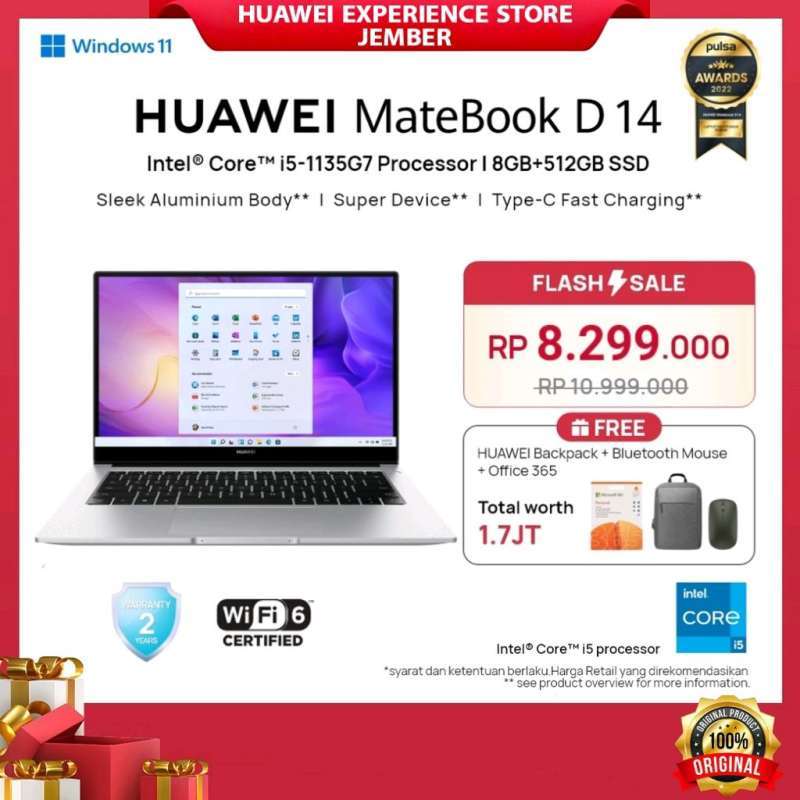 Jual Huawei Matebook D14 I5-1135g7 Laptop | Intel I5 |[8gb + 512gb Ssd ...