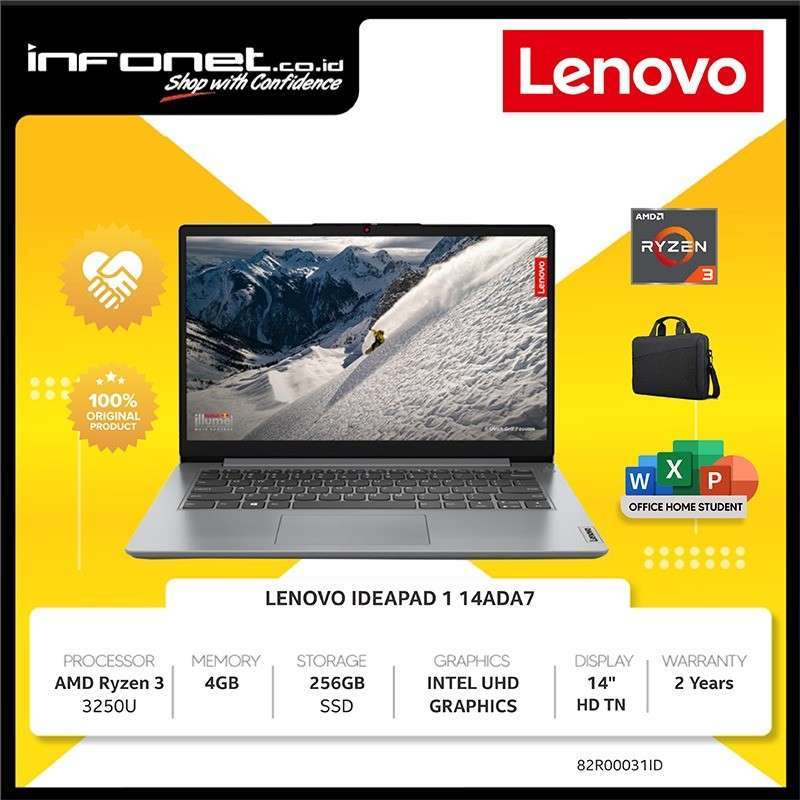 Jual LENOVO IDEAPAD 1 14ADA7 RYZEN 3 3250U 4GB 256GB SSD INTEGRATED 14 HD TN W11 OHS di Seller ...