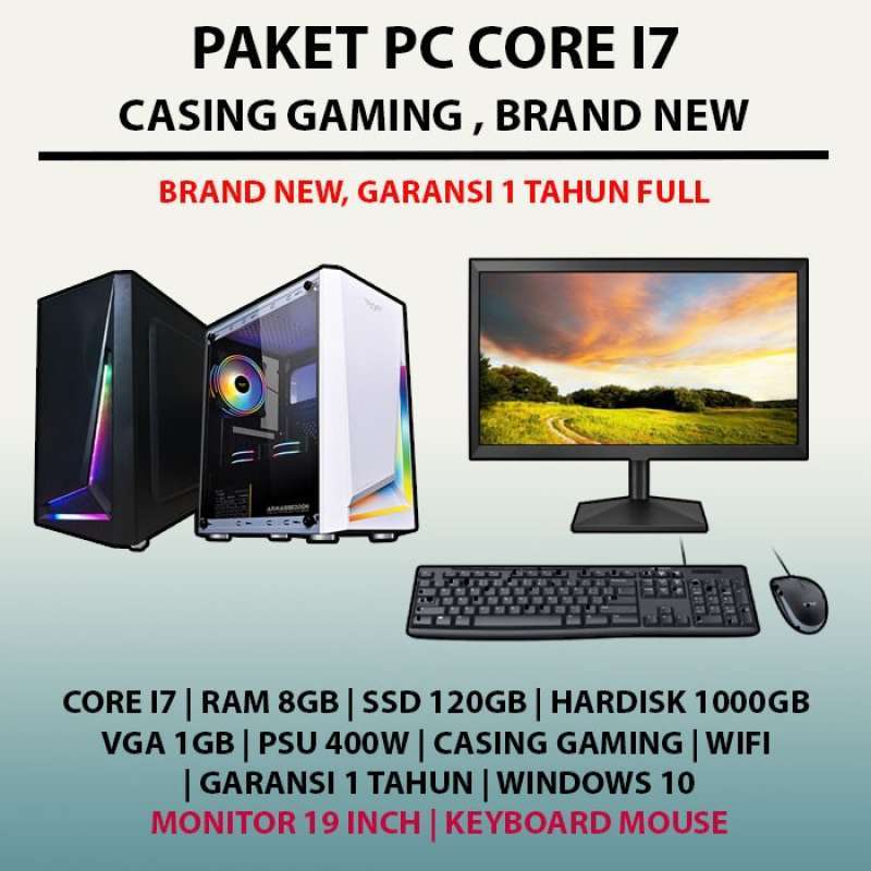 Jual Fulset CPU core i7 Casing Kaca | Ram 8gb SSD | Komputer intel i7 ...
