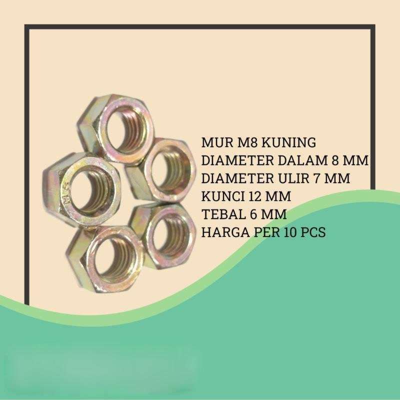 Promo Mur M8 Mur 8mm Kuning Kunci 12 Isi 10 Pcs Diskon 3% Di Seller Ud ...