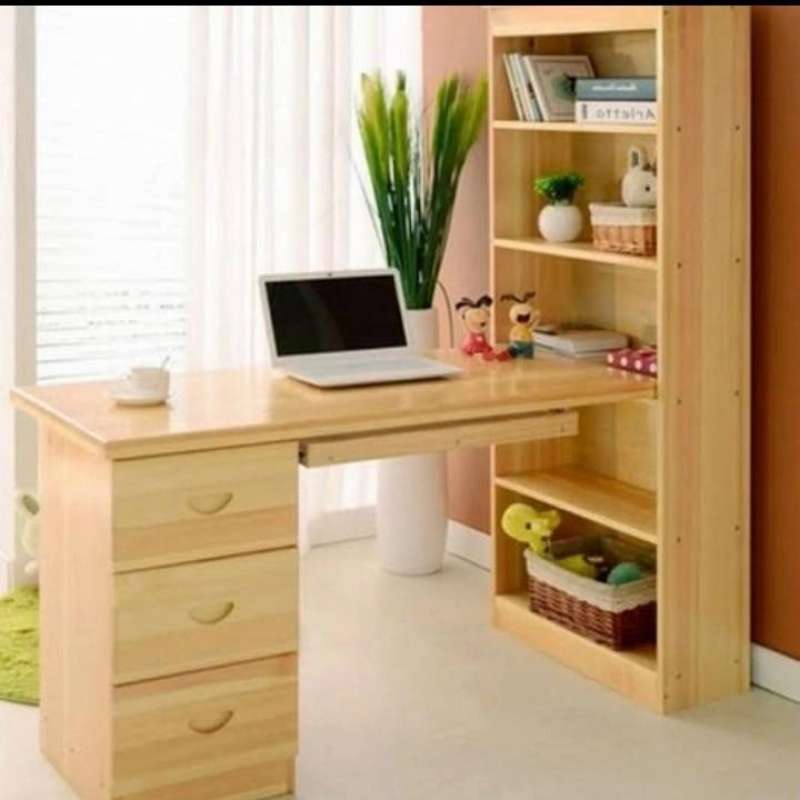 Jual meja belajar+rak bukunya bahan kayu jati Belanda di Seller Zidan ...