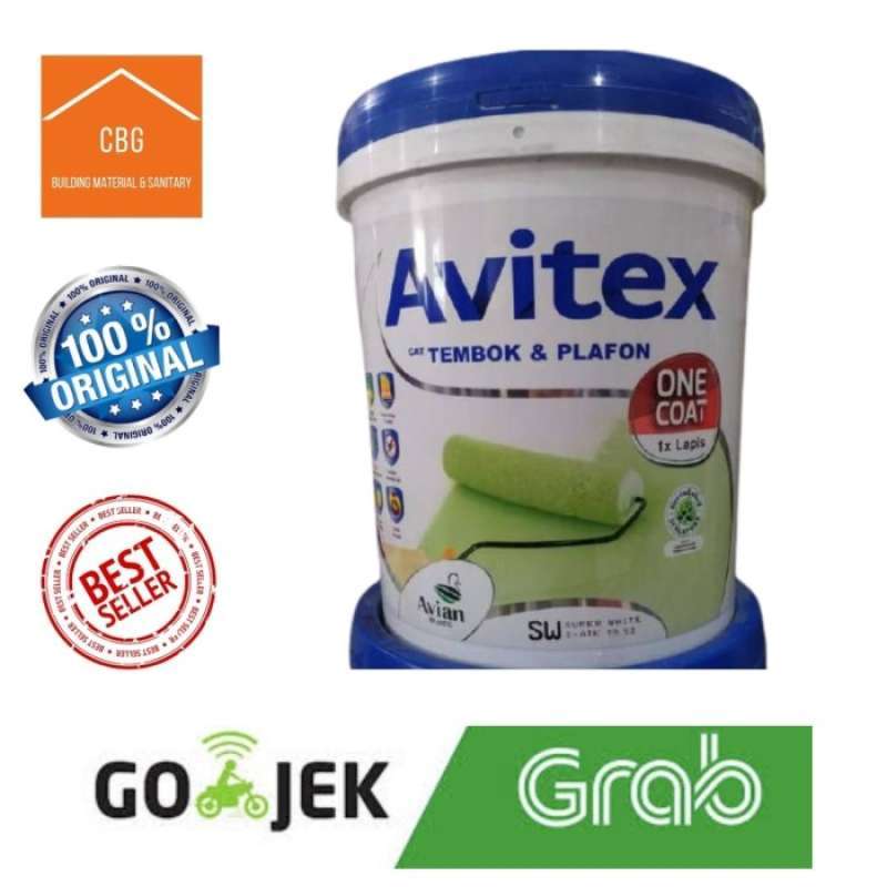 Jual Avitex One Coat Cat Tembok Plafon 22 Kg Super White di Seller ...