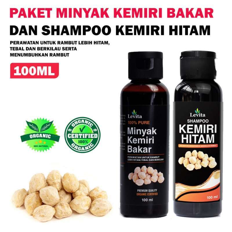 Jual Paket Minyak Kemiri Bakar Dan Shampoo Kemiri Hitam Levita di ...