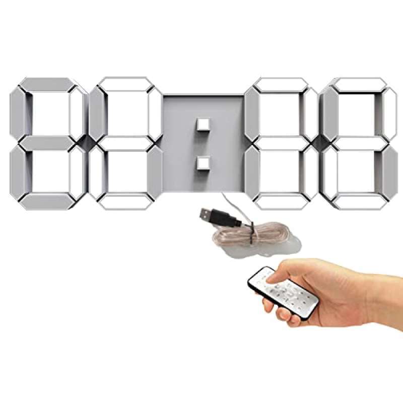 Promo 3D LED Digital Wall Clock with Extra Large Numbers, Remote ...