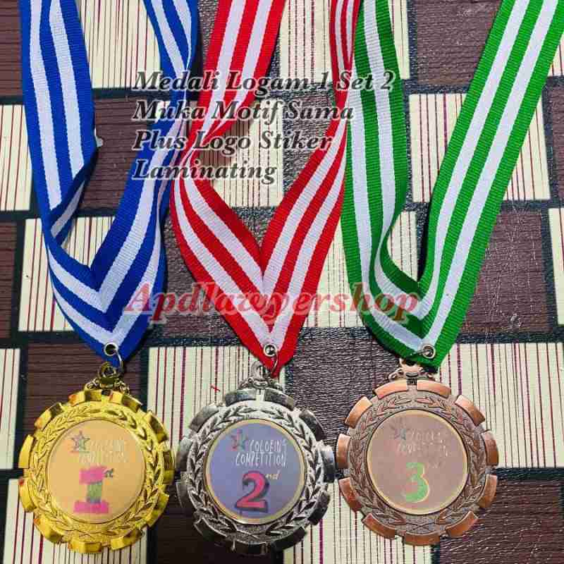 Jual Medali Logam 1 Set Emas Perak Perunggu Plus Tali dan Logo Stiker ...