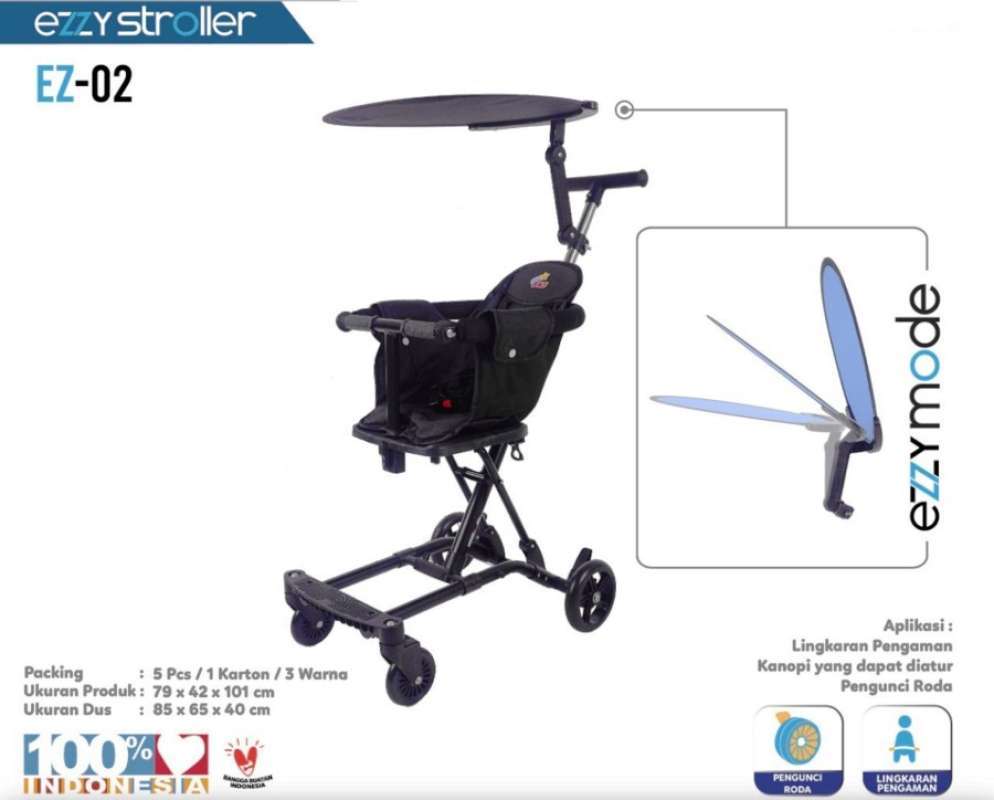 Promo Kursi Dorong Anak Roda Tiga Stroller Ezzy EZ 02 PMB - Ezzy ...