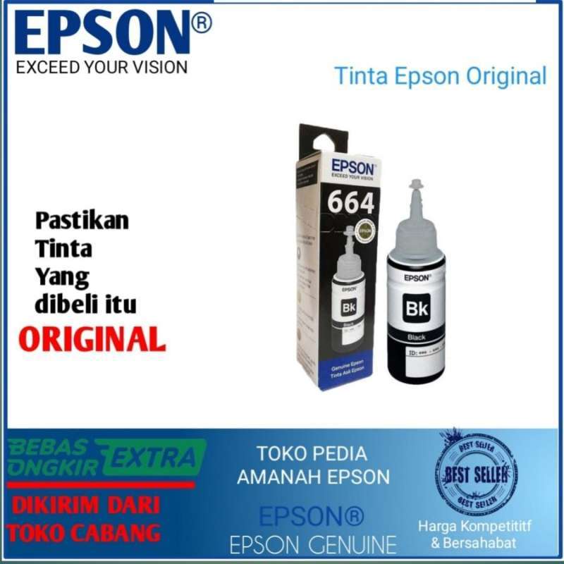 Promo Tinta Epson 664 Original Hitam L100/L110/L120/L200/L220/L310/L360 ...