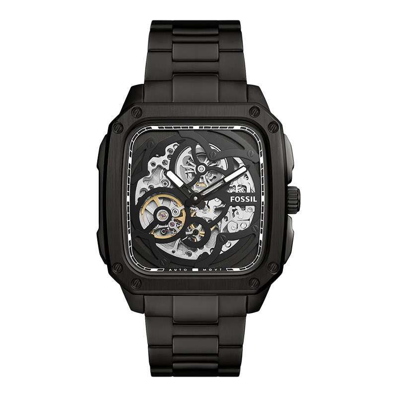 Jual Fossil Inscription Me3203 Automatic Skeleton Black Dial Black ...