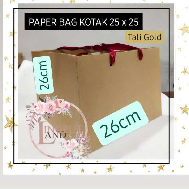 Jual Paper Bag Kotak 25x25cm - Paper Bag Kraf Box Kue - Paper Bag Polos ...