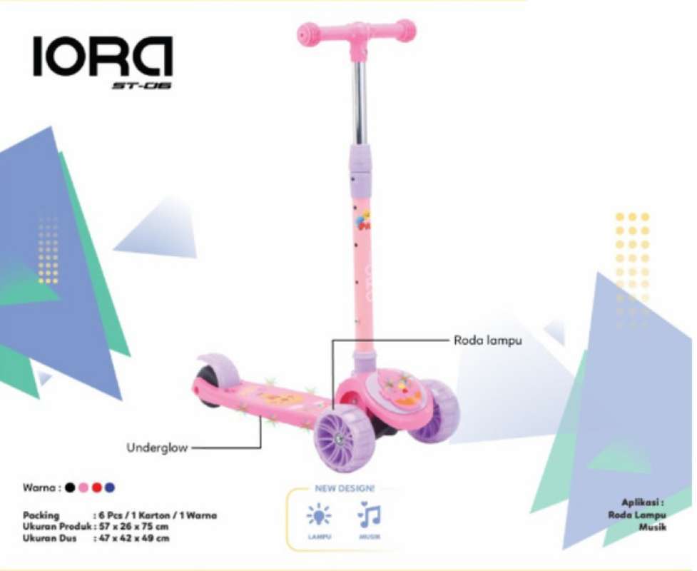 Promo Ar0420 Pmb Iora Scooter St06 Skuter Otoped Anak - Merah Diskon 13 ...