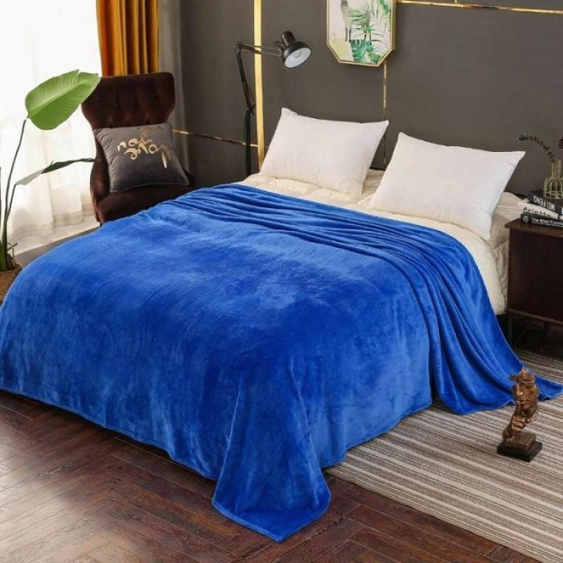 Jual Selimut Bulu Tebal super lembut ukuran 160*200 polos warna-BIRU di ...