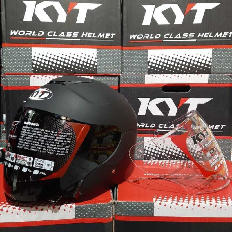 Jual KYT KYOTO POLOS HITAM DOFF KACA SMOKE + KACA BENING di Seller ...