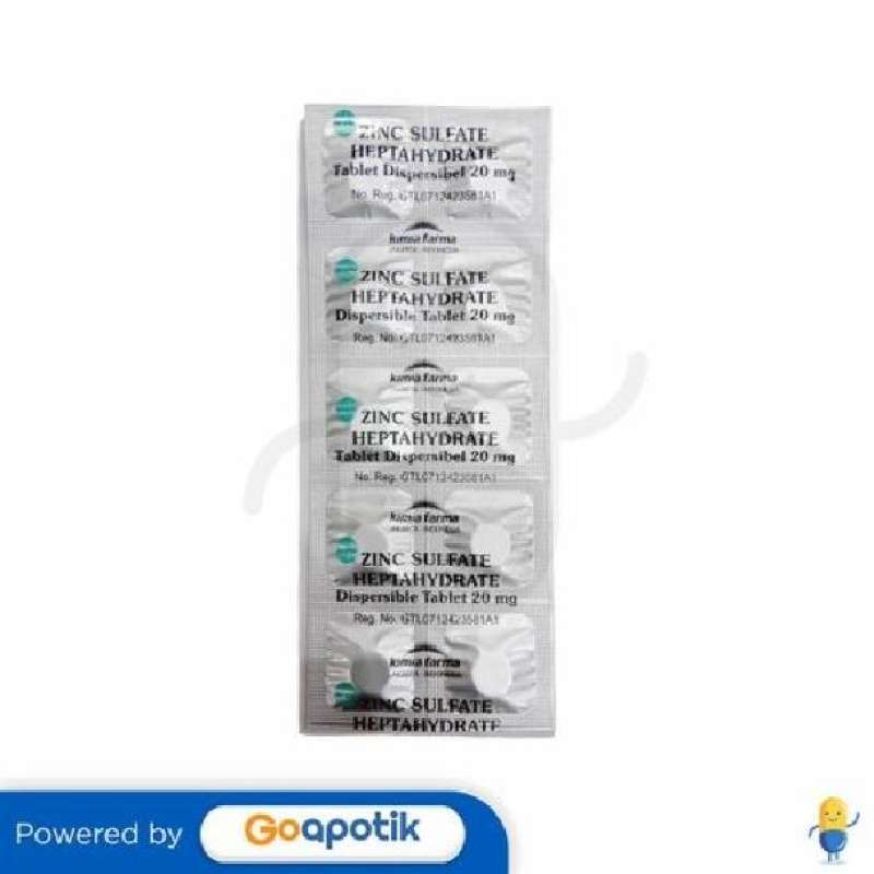 Jual ZINC SULFATE HEPTAHYDRATE KIMIA FARMA 20 MG STRIP 10 TABLET di ...