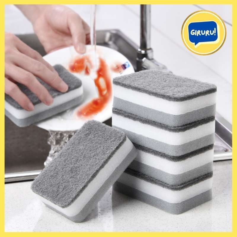 Jual Sikat Spons Abu 2 Sisi / Sikat Kerak Cuci Piring / Scrub Anti Noda ...
