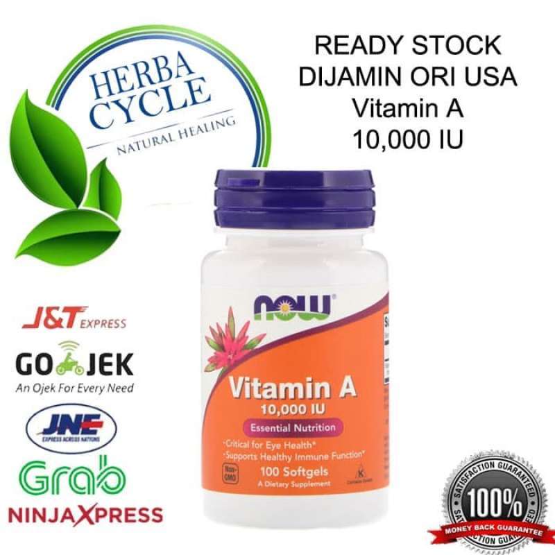 Jual Now Foods Vitamin A 10,000 Iu 100 Softgels Ori Usa Now Vit A Vit ...