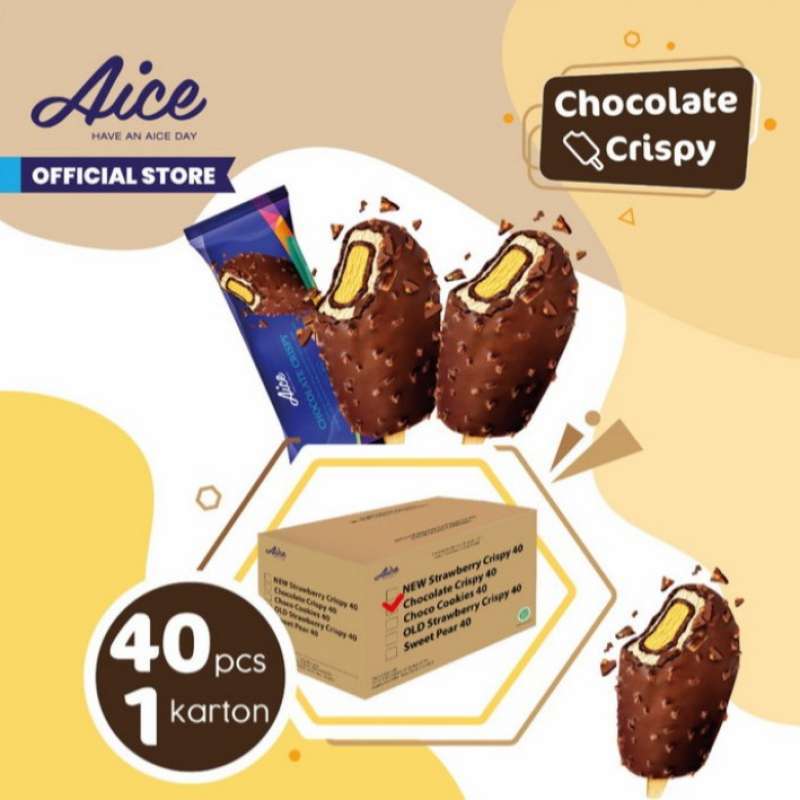 Jual Aice ice cream Chocolate Crispy Es cream 1 Dus isi 40 pcs di Seller Aice Viona Mandiri ...