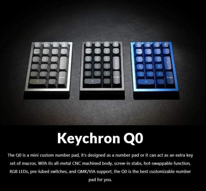 Jual Keychron Q0 Fully Assembled QMK Customizable Mechanical Number Pad - Brown Switch Carbon ...