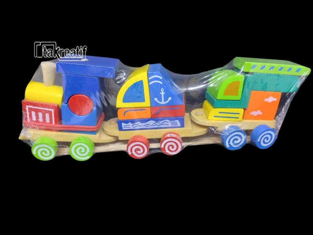 Promo Mainan Kayu Edukatif Kayu Balok Kereta Tiga Bentuk Diskon 13% Di ...