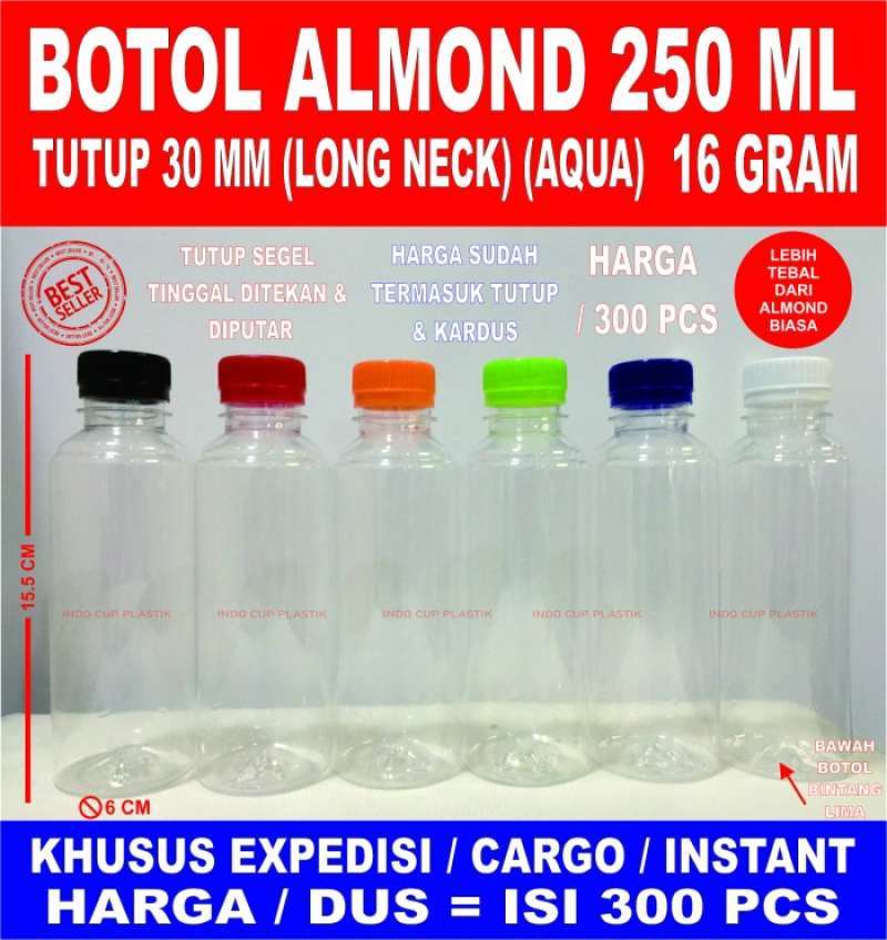 Jual Botol Almond 250 ml - Botol Plastik Almond 250 ml TERJAMIN di ...