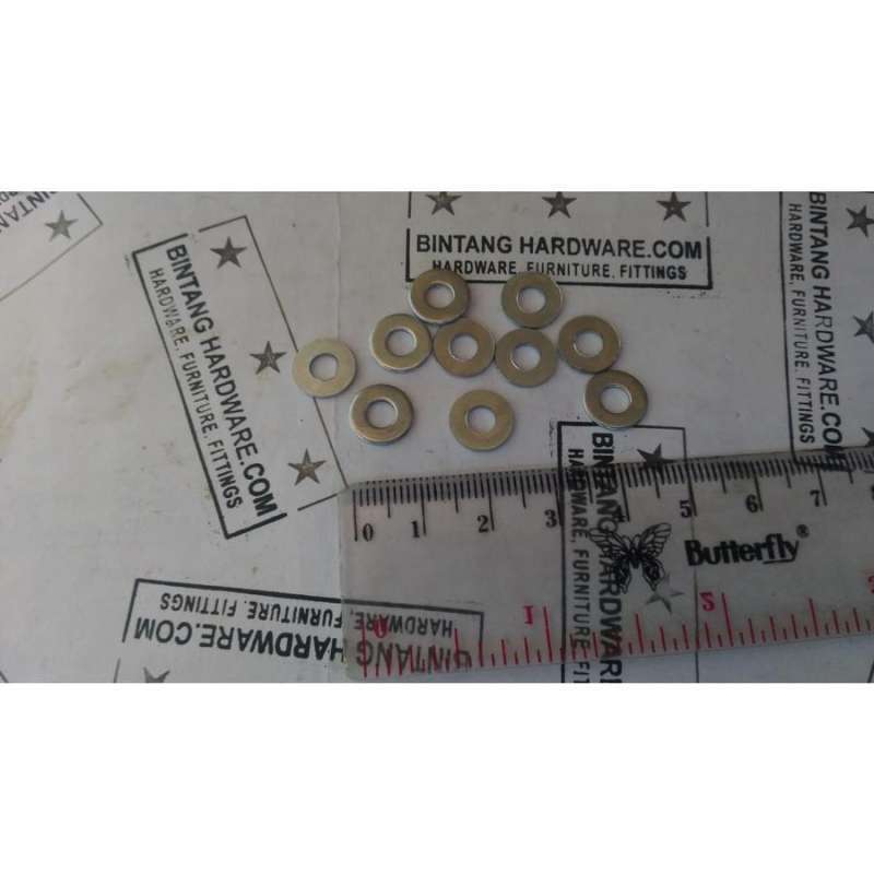 Jual Ring Plat Putih Besi CH 4mm isi 10 Buah Pasangan Baut mur Drat 4mm ...