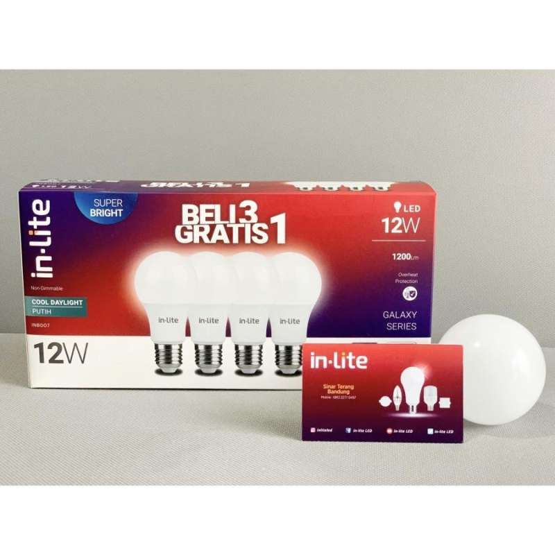 Jual PAKET SUPER MURAH BELI 3 GRATIS 1 LAMPU LED INLITE 12 WATT INB007 ...
