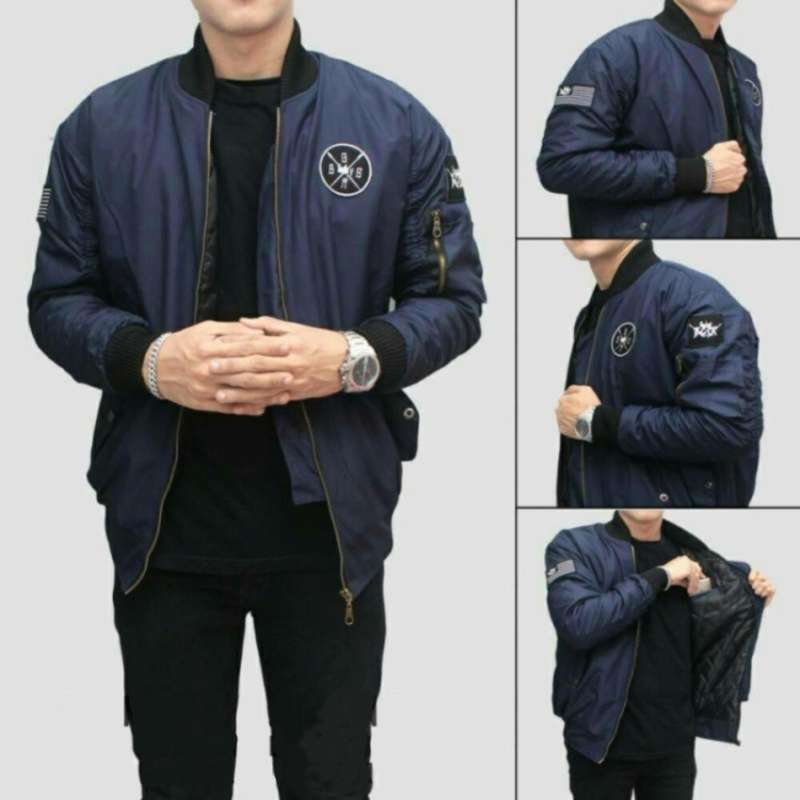 Jual Jaket Pilot Bomber BSGR Pria/Cowok - Biru Navy (Navy Blue) di ...