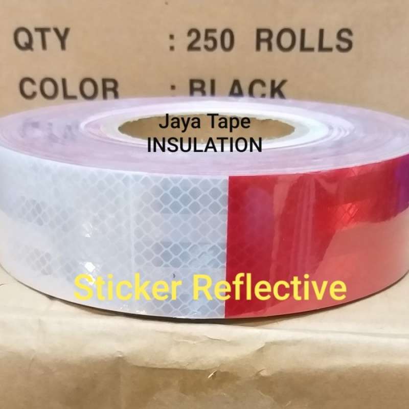 Jual sticker reflective motif 3M prismatik-stiker scothlite merah putih ...