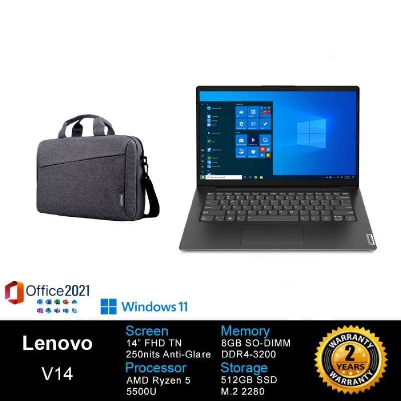 Jual Lenovo V14 G2 ALC EWID / AMD Ryzen 5 5500U 8GB 512GB SSD WINDOWS ...