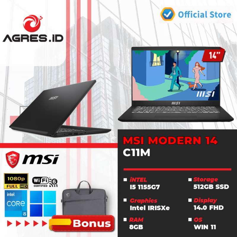 Promo MSI MODERN 14 C11M - I5 1155G7 8GB 512SSD IRISXE WIN11 14.0FHD IPS BLACK di Seller Agres ...