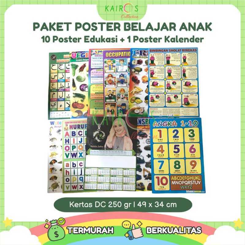 Jual Paket 10 Poster Dinding Belajar Anak + 1 Poster Kalender 2022 di ...