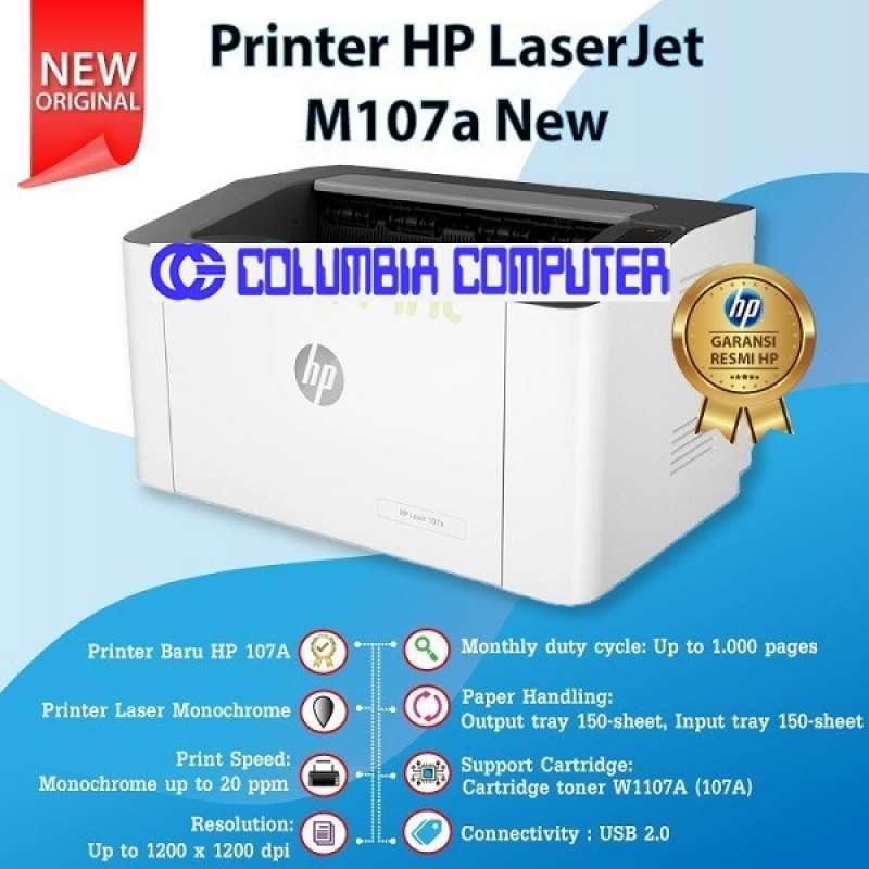 Jual HP Printer LaserJet M107A Monochrome di Seller Columbia Computer ...