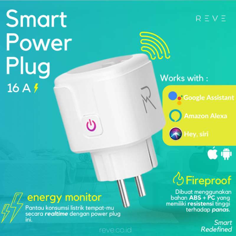 Promo Reve Wi-Fi Iot Smart Plug 16A With Power Monitor, Colokan Steker ...