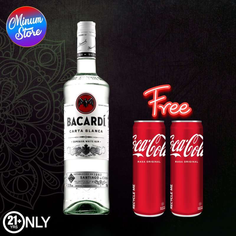 Jual Bacardi Light Carta Blanca White Rum 750ml + 2 Can Coca Cola 250ml ...