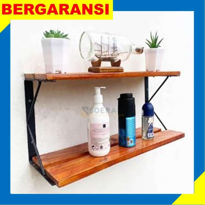 Jual Rak dinding besi dan kayu minimalis kuat dan kokoh make up hiasan ...