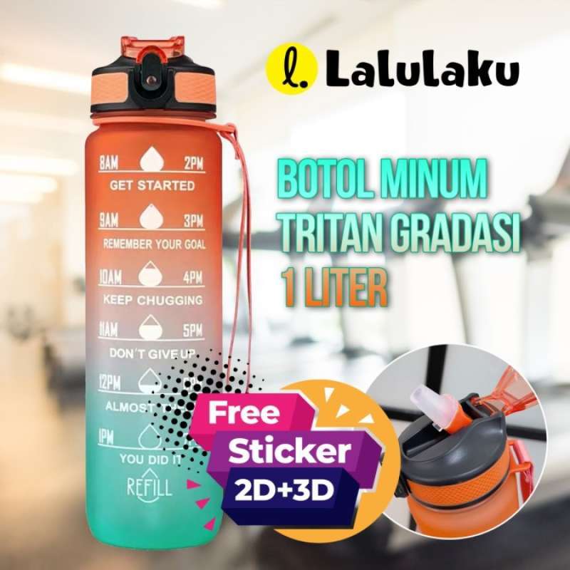 Promo Botol Air Minum Tritan 1000ML Botol Motivasi Botol Olahraga BPA ...
