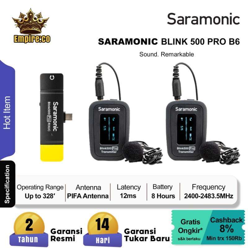 Promo Saramonic Blink 500 Pro B6 2-person Digital Wireless Omni Lavalier Mic Diskon 17% Di ...