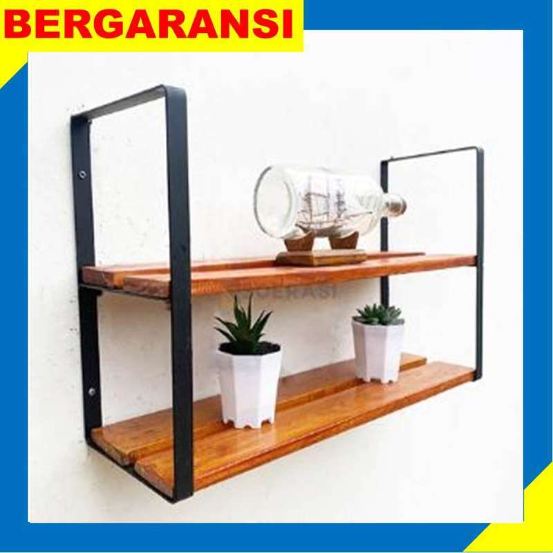 Jual Rak dinding susun lebar besi dan kayu penyimpanan minimalis ...