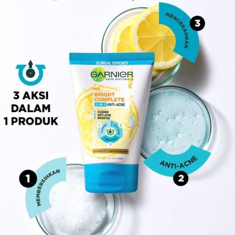 Promo Garnier Bright Complete 3 in 1 Anti Acne Foam Cleanser - 90ml Diskon 55% di Seller Herbal ...