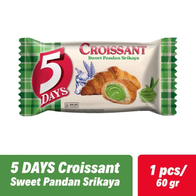 Jual WHS - Surabaya - 5 Days Croissant Sweet Pandan Srikaya Roti [60 g ...