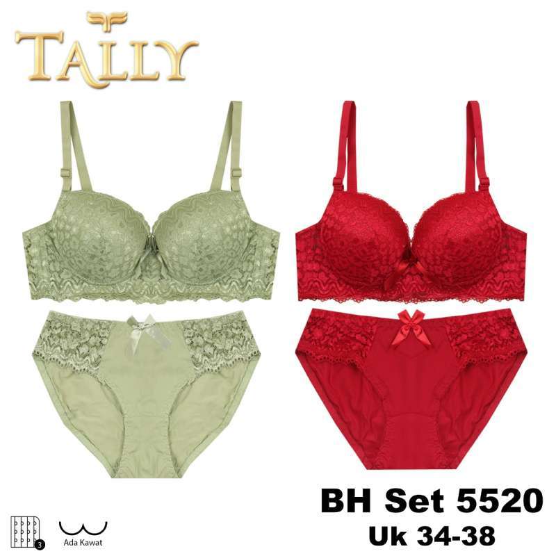 Jual TALLY Bra Set Ada Kawat Busa Tipis Bahan Brokat Cup B Kait 3 Bh Set Renda BS 5520 di Seller ...