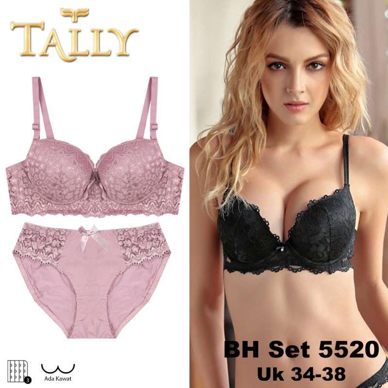Jual TALLY Bra Set Ada Kawat Busa Tipis Bahan Brokat Cup B Kait 3 Bh Set Renda BS 5520 di Seller ...