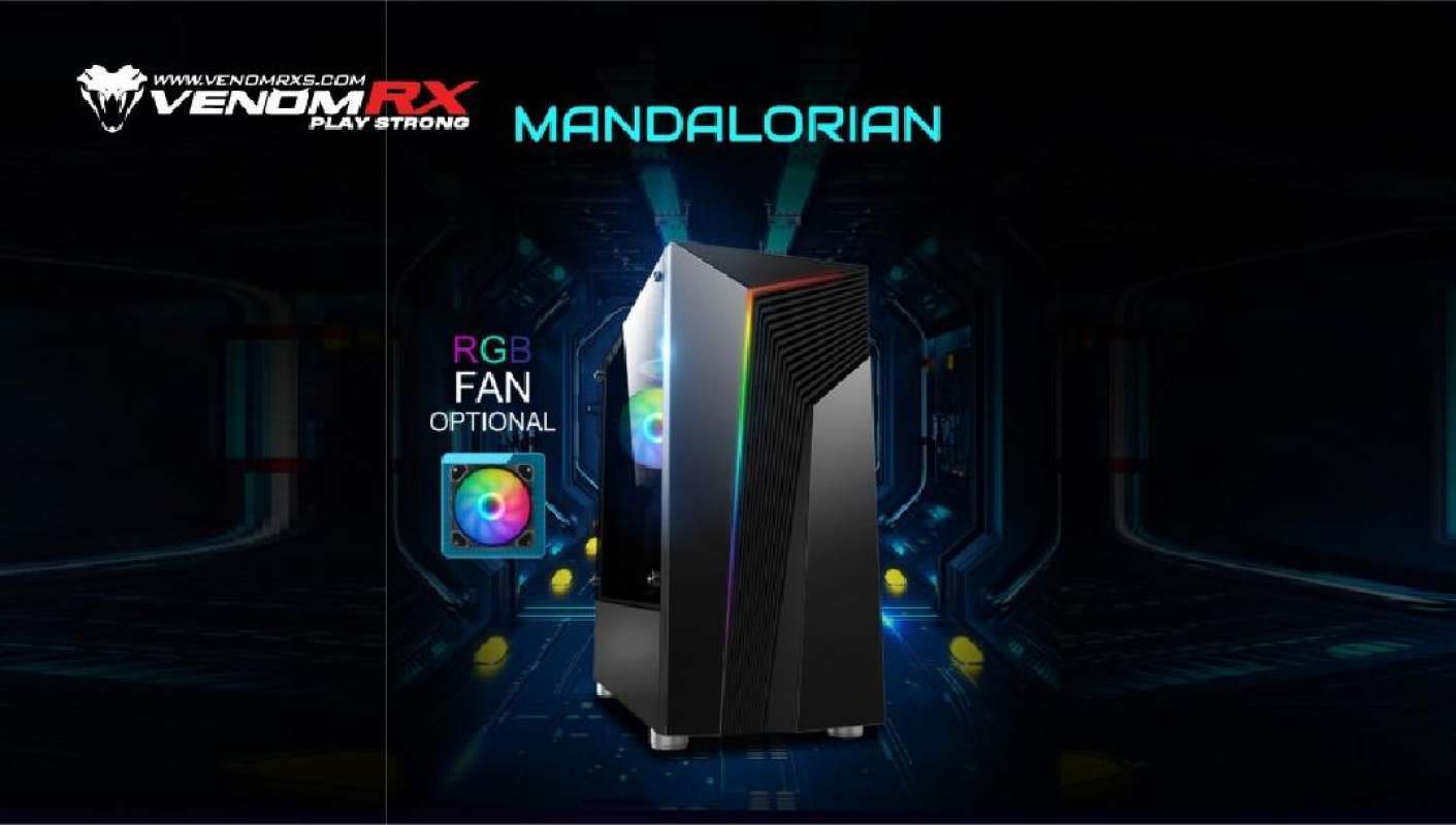 Jual VENOM RX MANDALORIAN TEMPERED GLASS RGB STRIP ATX MID TOWER CASE ...