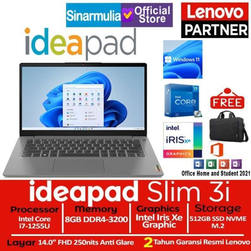 Promo Laptop LENOVO IdeaPad 3 i7-1255U 512GB SSD 8GB Intel Iris Xe Win ...