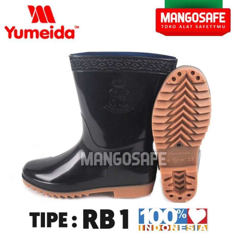 Jual YUMEIDA RB1 Sepatu Boot Karet PVC Hitam Pendek Tahan Air RB 1 RB-1 ...
