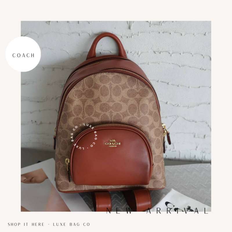 Jual Coach Carrie Backpack 23 in Signature Canvas Tan Rust - 100% ...