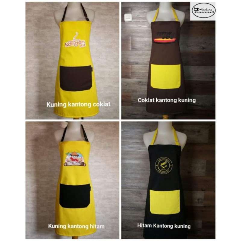 Jual Celemek Apron Kombinasi Warna + Bordir Nama / Logo,Celemek Pria ...