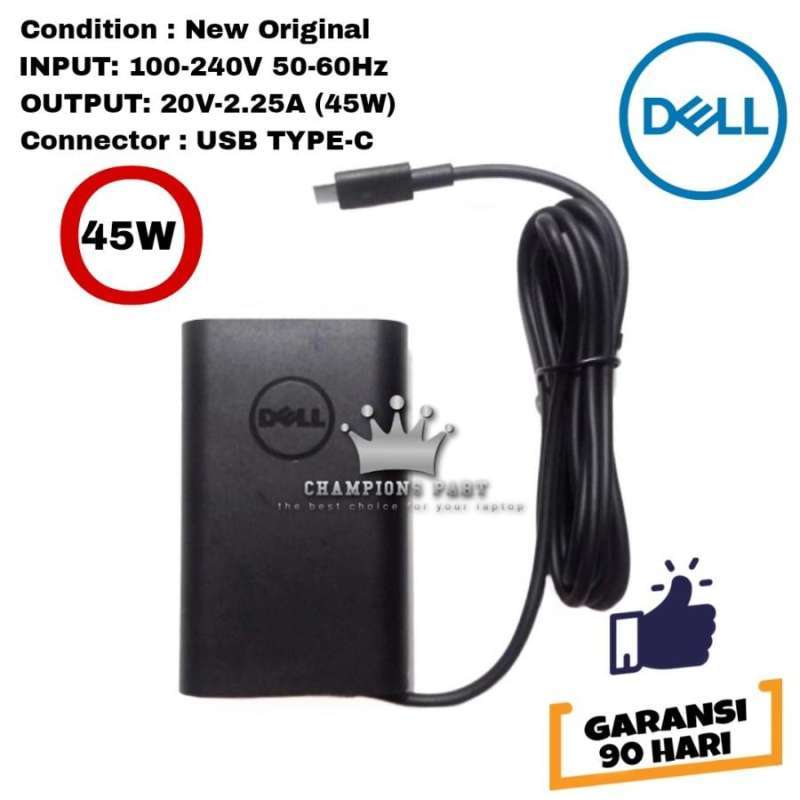 Jual Adaptor Charger Laptop Dell XPS Latitude 20V 2.25A USB Type C 65W ...