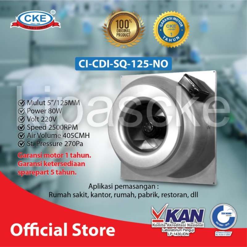 Promo INLINE DUCT CKE CI-CDI-SQ-125-NO 5INCH 220V 80W BLOWER KEONG ...